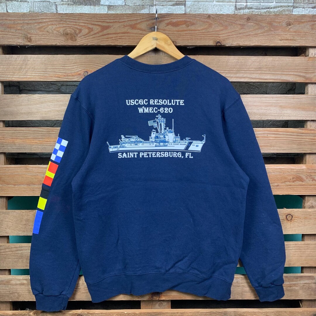 Vintage Uscgc Resolute Battleship Sweatshirt Uscgc Resolute Crewneck ...
