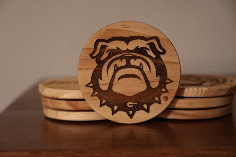 Georgia Bulldogs Wood Coaster. UGA Dawgs Wooden Coaster Set. - Etsy