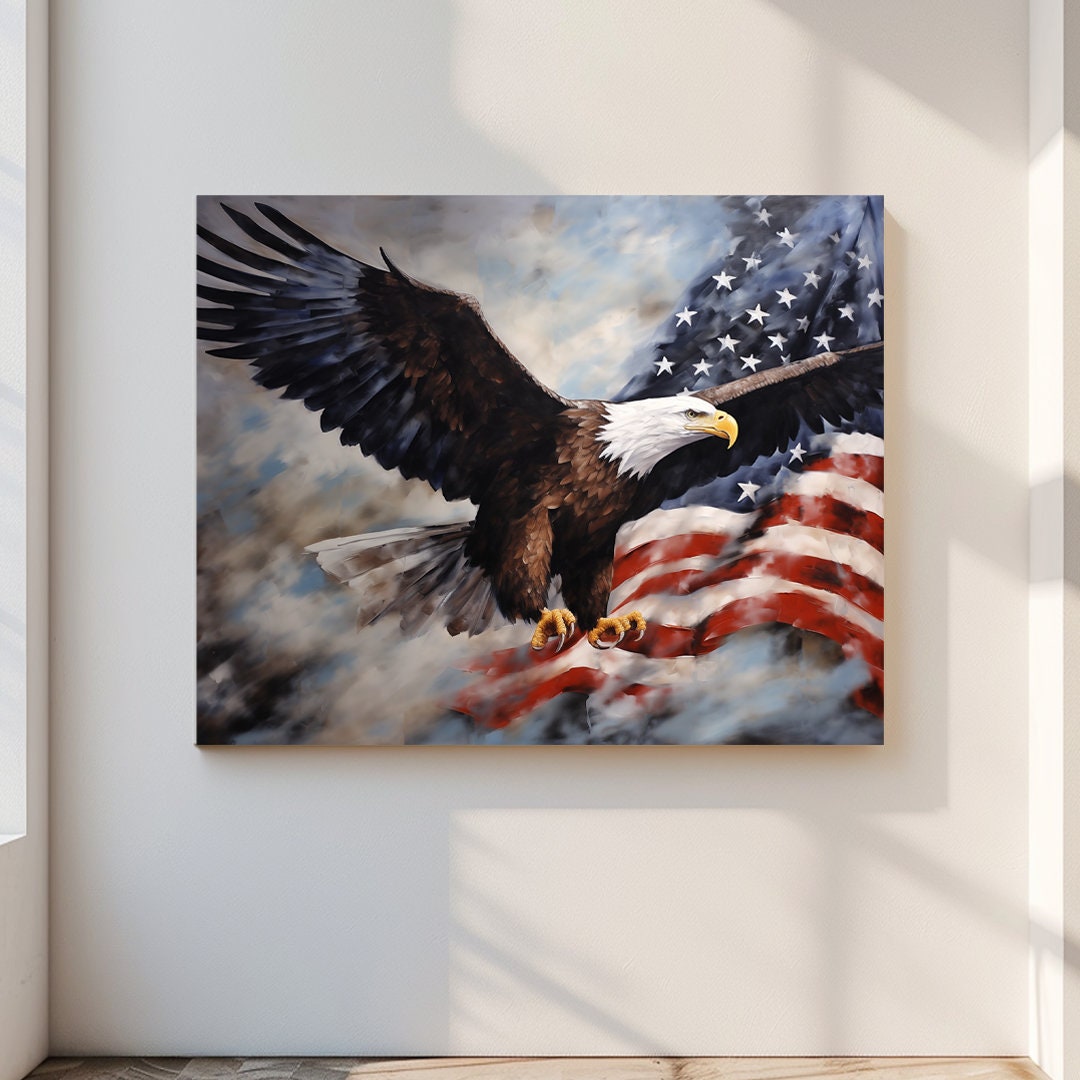 Fourth of July Art Print Patriotic American Flag Eagle Print American ...