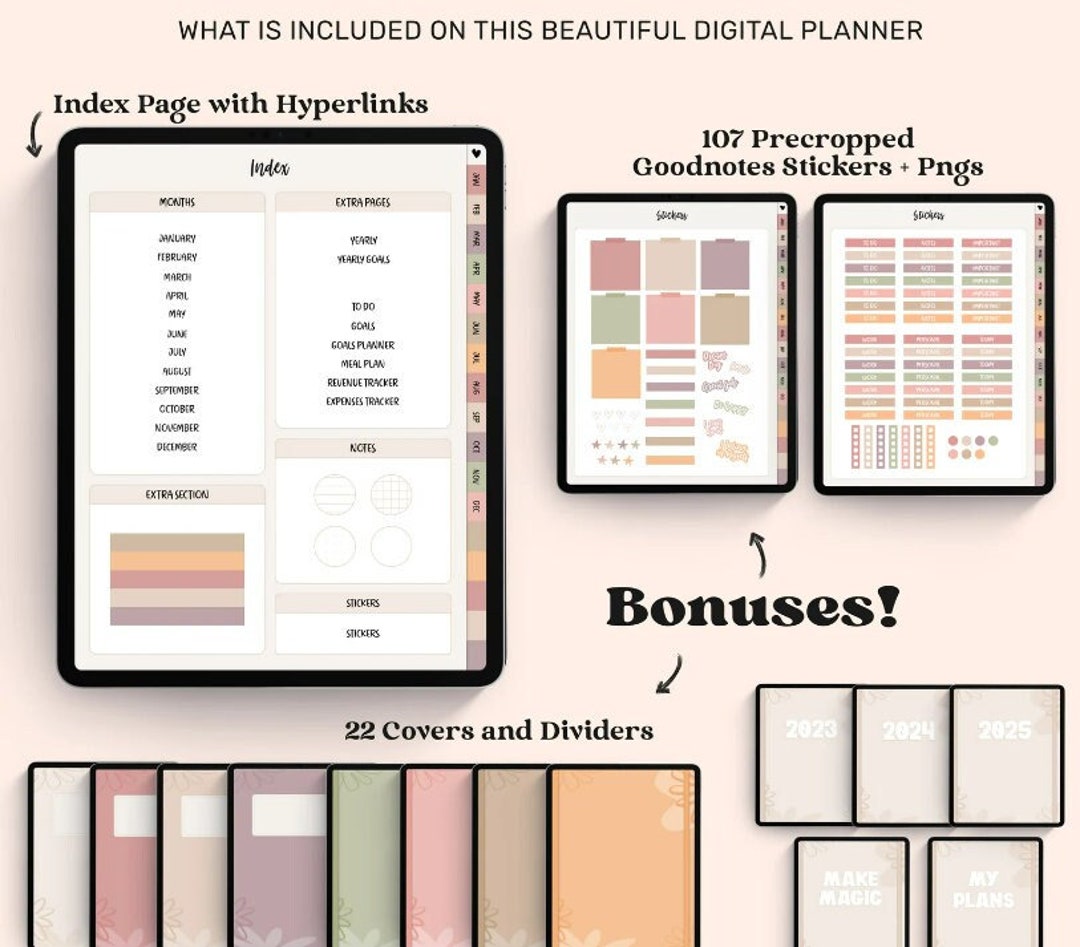 Undated Planner, Monthly Digital Planner, Template, iPad Planner ...