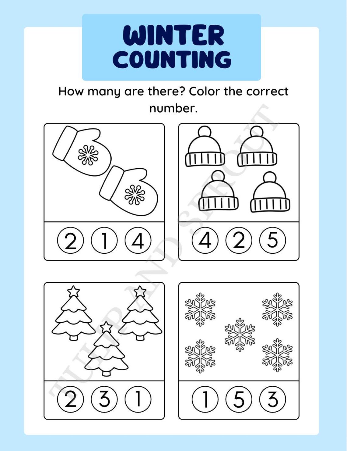 Winter Counting Worksheet – Printable PDF | Preschool Math | Winter ...