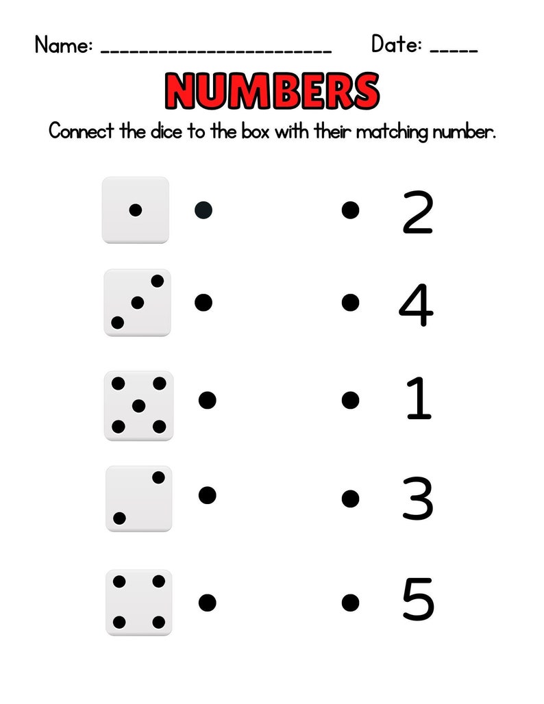 Number Matching Worksheet - Etsy