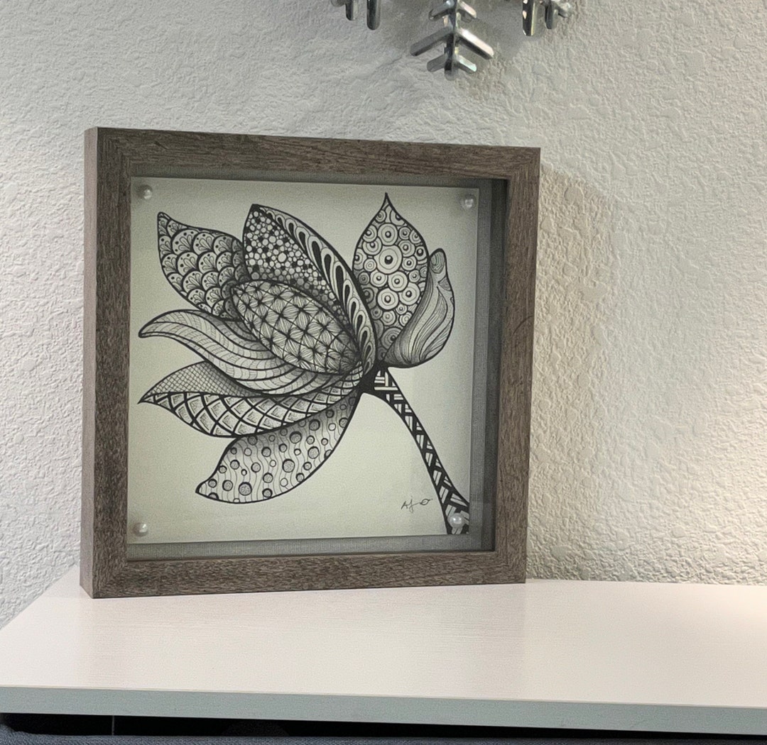Floral Zentangle Art 10x10 Shadow Box Framed - Etsy