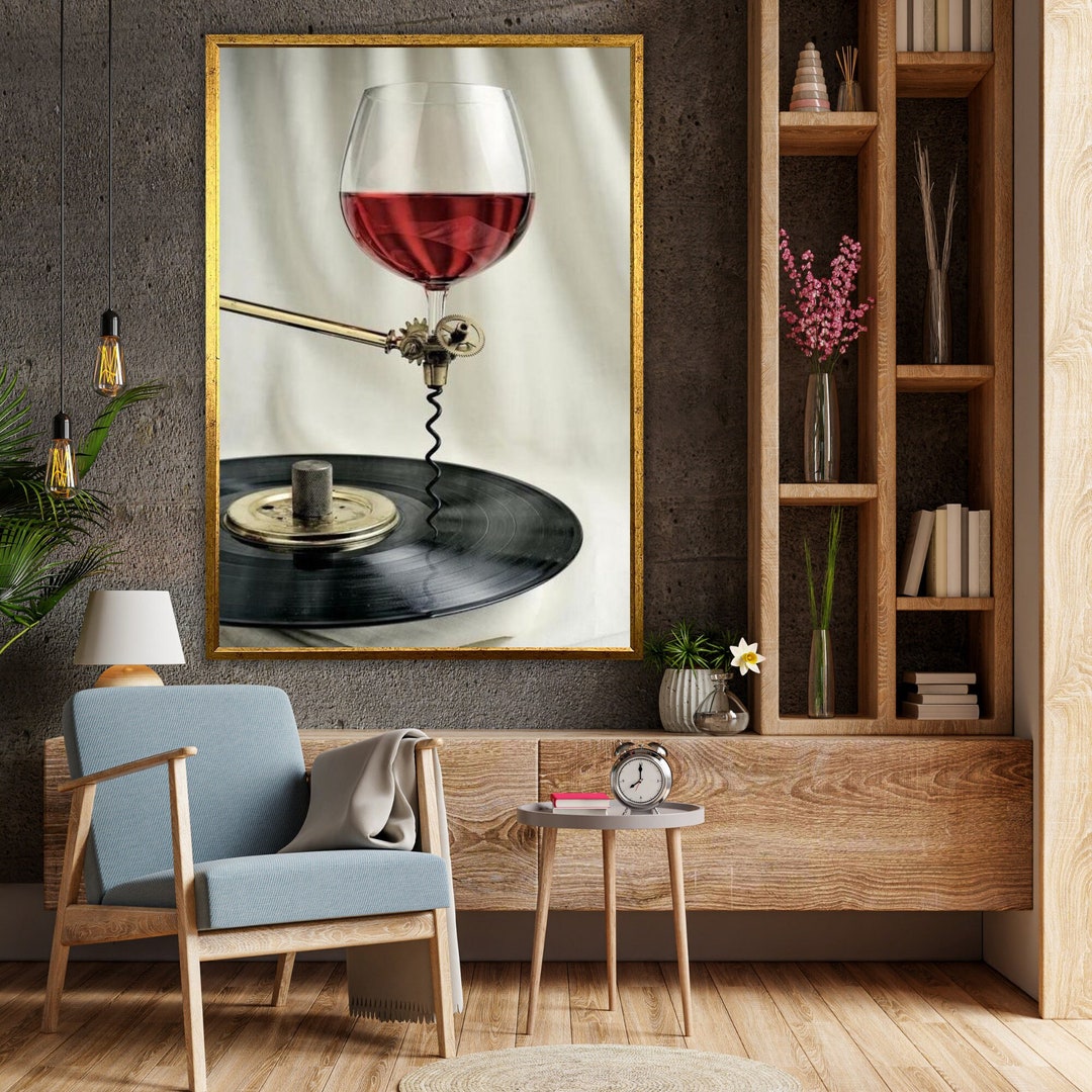Wine Canvas Wall Art, Music Plate Wall Decor, Wine Poster, Bar Wall ...