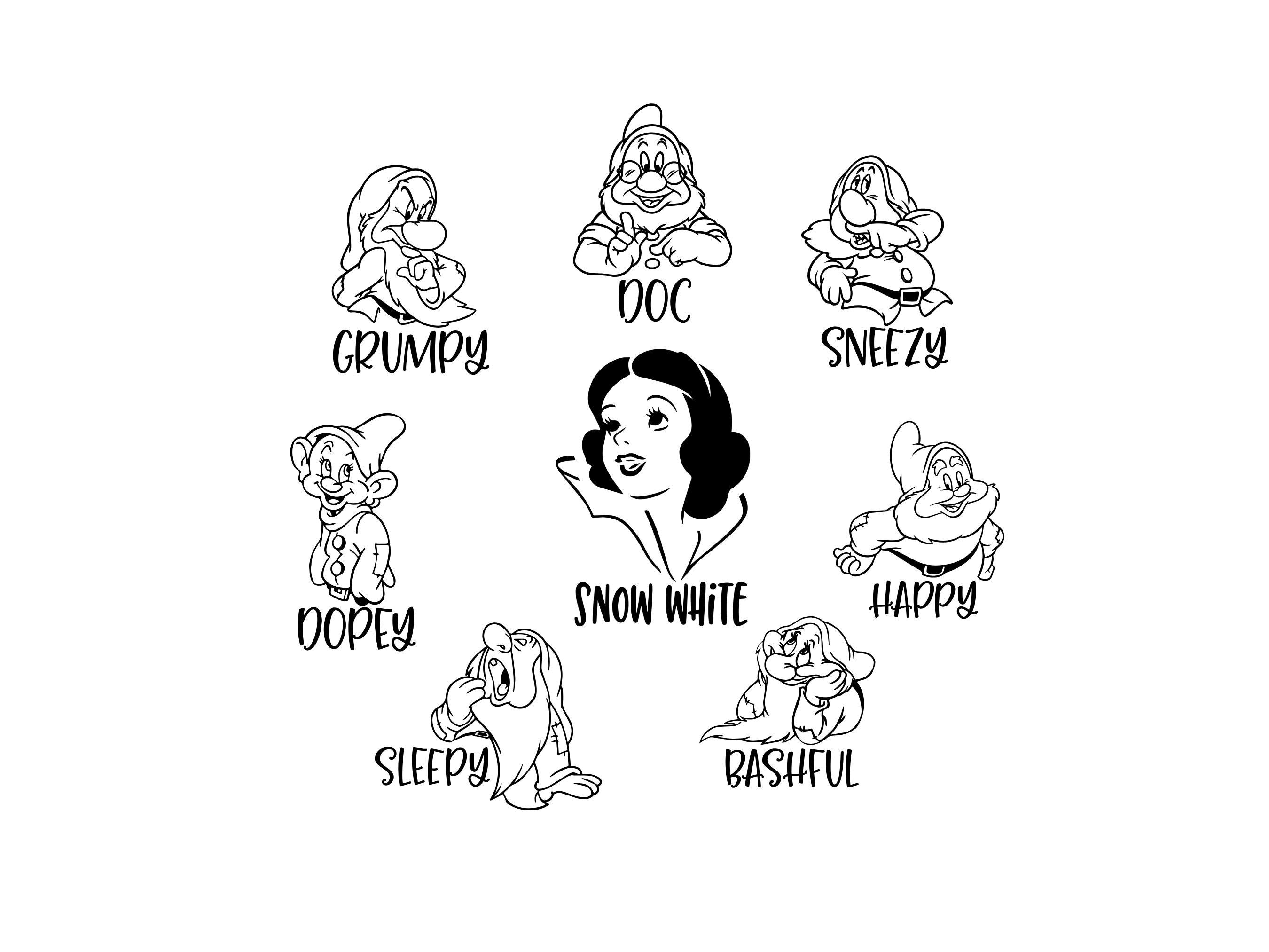 Grumpy Seven Dwarfs Kleurplaat