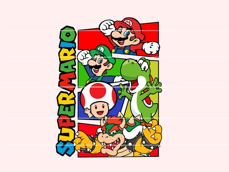 Super Mario Collage Png-svg, Super Mario Clipart, Printable Mario Svg ...