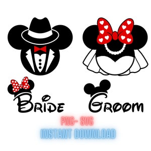 Mouse Bride and Groom Svg-png, Mouse Wedding Svg, Happy Wedding Svg ...