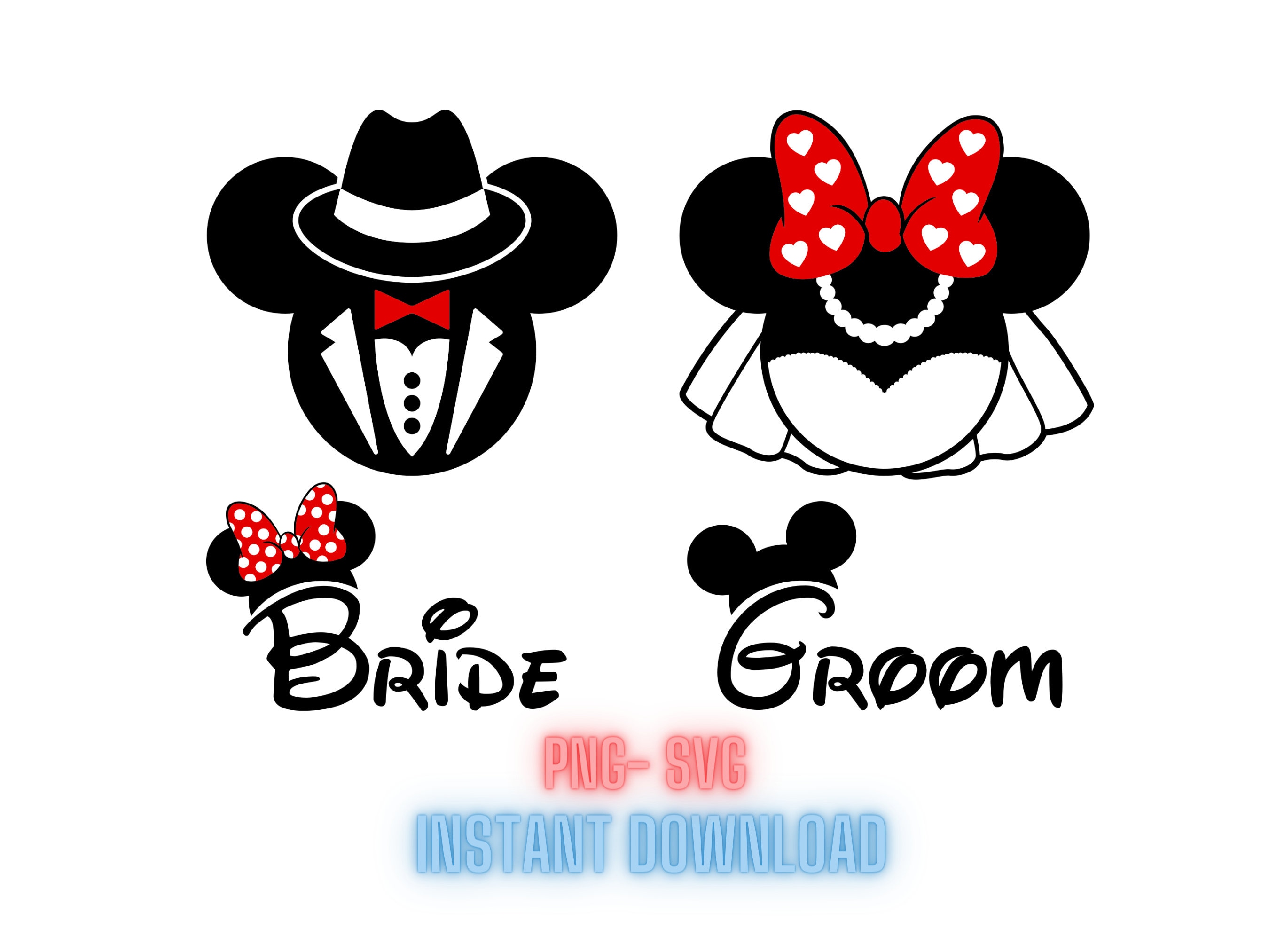 Mouse Bride and Groom Svg-png, Mouse Wedding Svg, Happy Wedding Svg ...