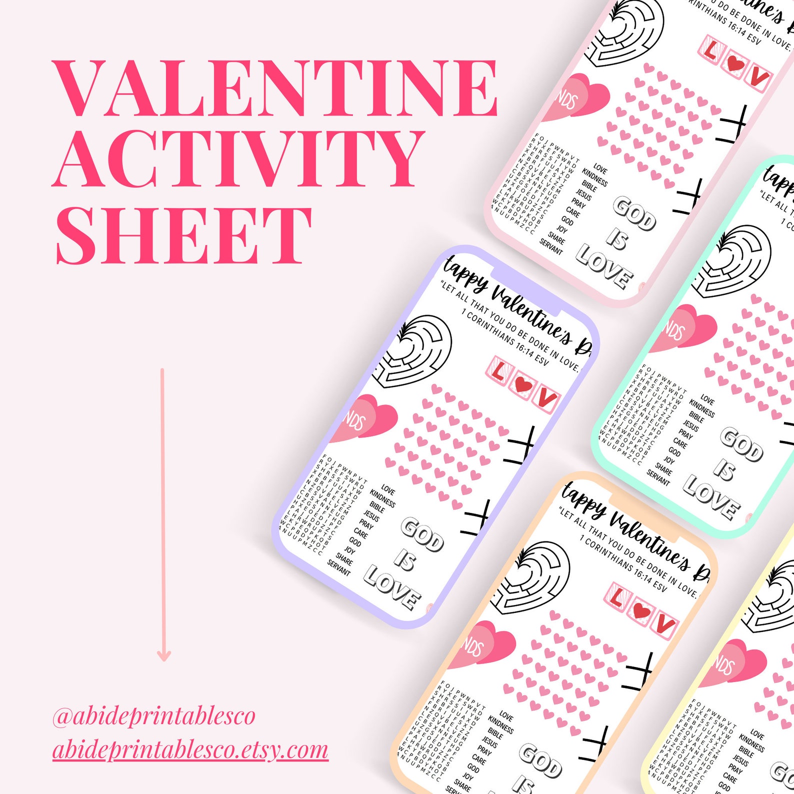 Christian Valentine's Day Activity Sheet for Kids, Scripture Valentine ...
