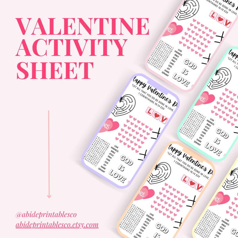 Christian Valentine's Day Activity Sheet for Kids, Scripture Valentine ...