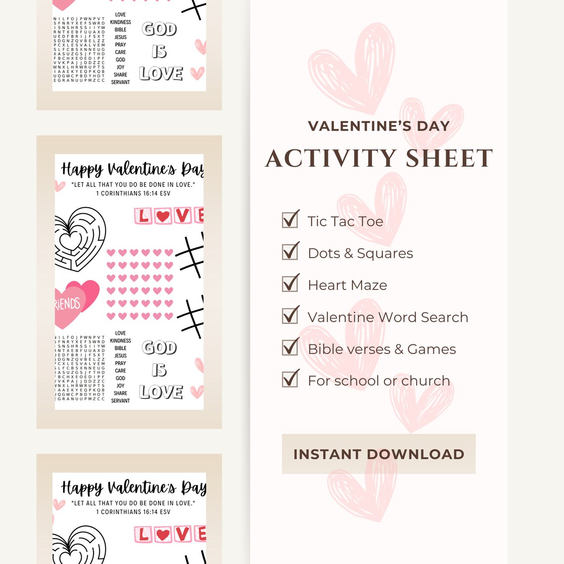 Christian Valentine's Day Activity Sheet for Kids, Scripture Valentine ...