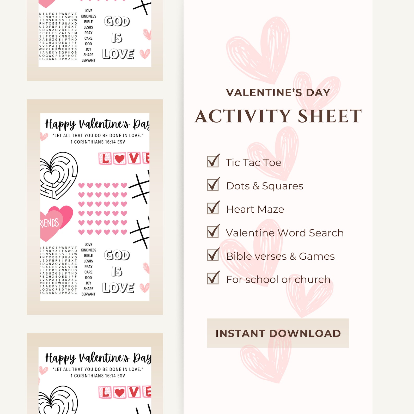 Christian Valentine's Day Activity Sheet for Kids, Scripture Valentine ...