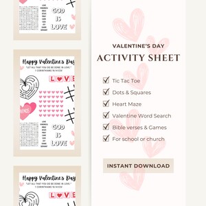 Christian Valentine's Day Activity Sheet for Kids, Scripture Valentine ...