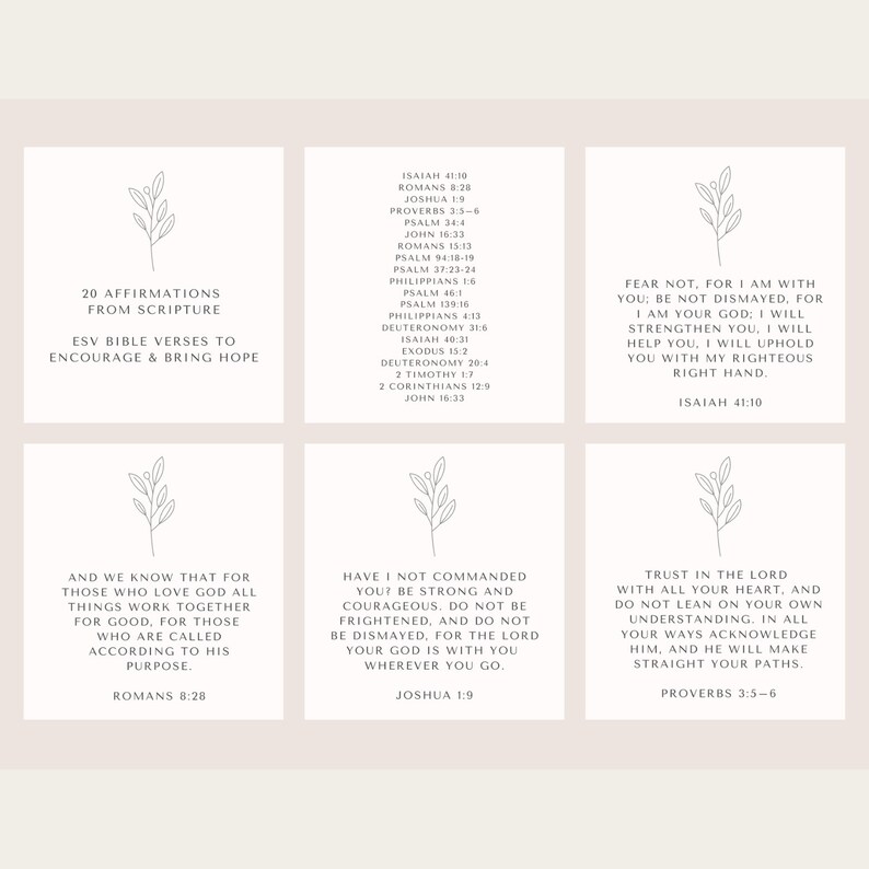 20 Printable Affirmations From Scripture: ESV Bible Verses Instant ...