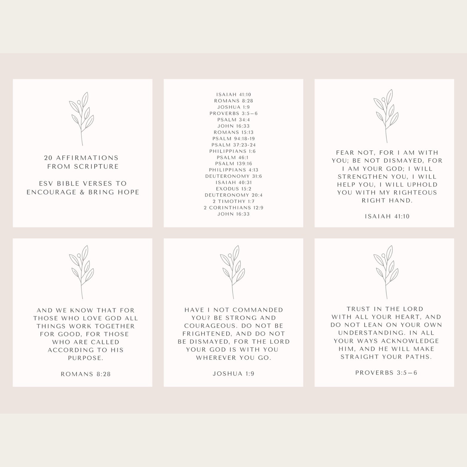 20 Printable Affirmations From Scripture: ESV Bible Verses - Instant ...