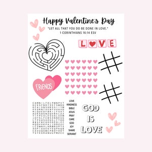 Christian Valentine's Day Activity Sheet for Kids, Scripture Valentine ...