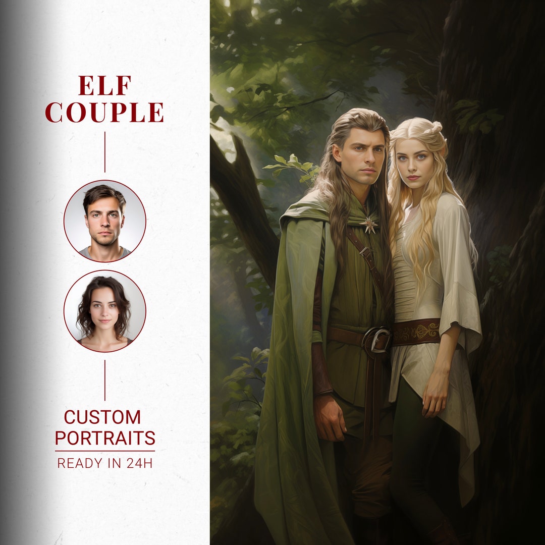Custom Elf Couple Portrait From Photo Present for Wedding Anniversary ...