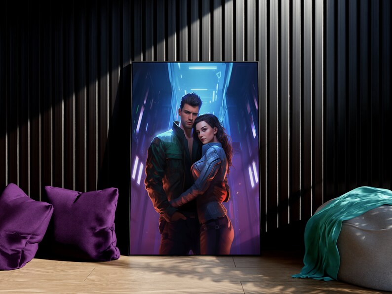 Custom Cyberpunk Couple Portrait From Photo Anniversary Gift Birthday ...