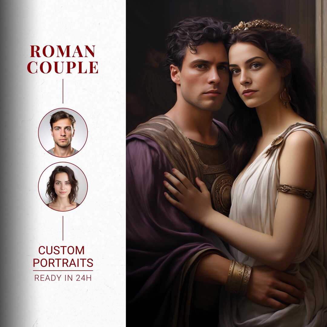 Custom Roman Couple Portrait From Photo Birthday Present Wedding ...