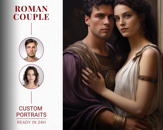 Custom Roman Couple Portrait From Photo Birthday Present Wedding ...