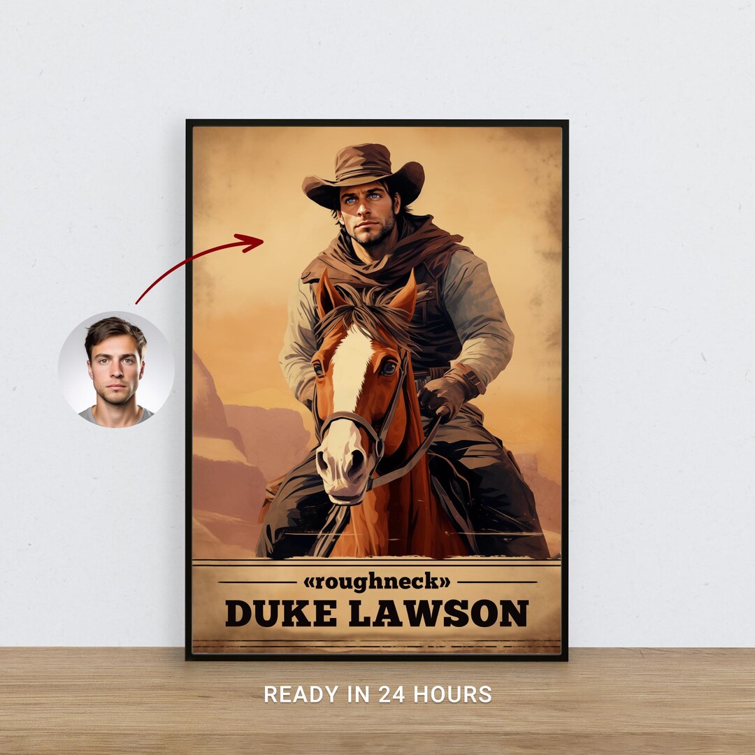 Custom Wanted Poster for Him Personalized Western Portrait for Man ...