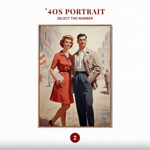 Custom '40s Couple Portrait From Photo Wedding Anniversary Gift Family ...