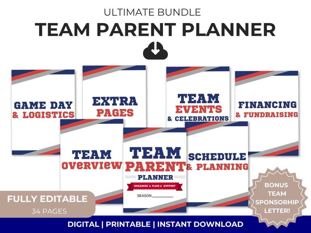 Team Mom Planner Canva Template | Editable Sports Team Parent Binder ...