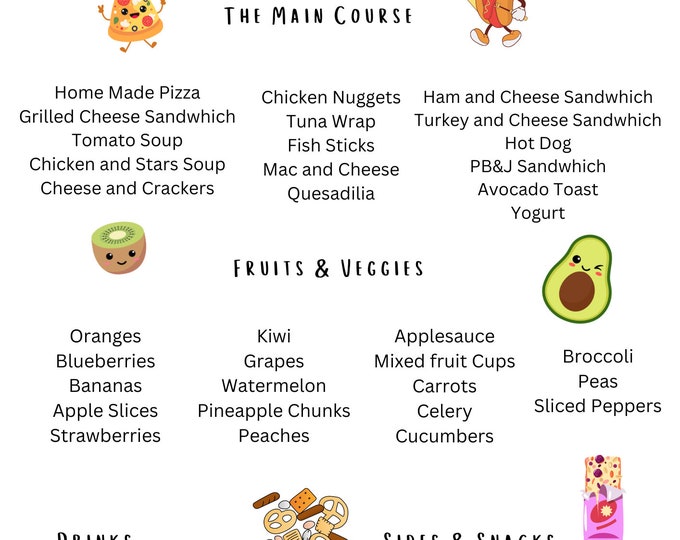 A Toddler Menu - Etsy Canada