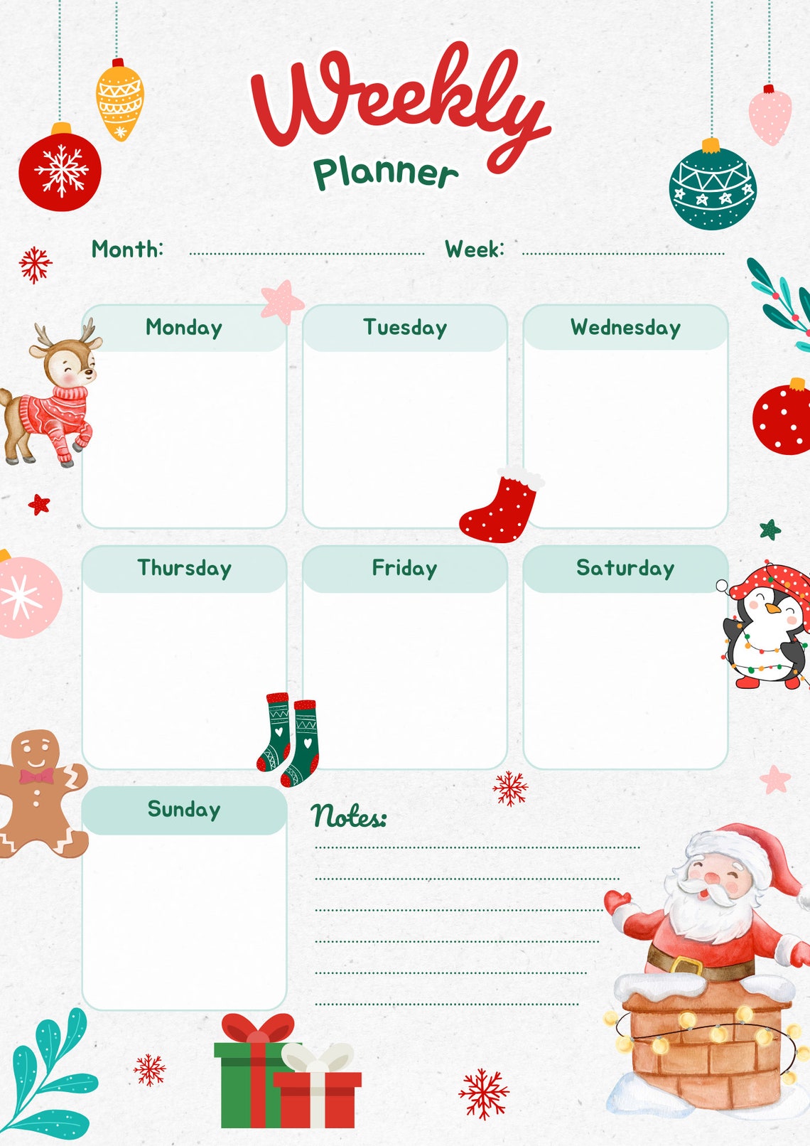 Christmas Weekly Planner - Etsy