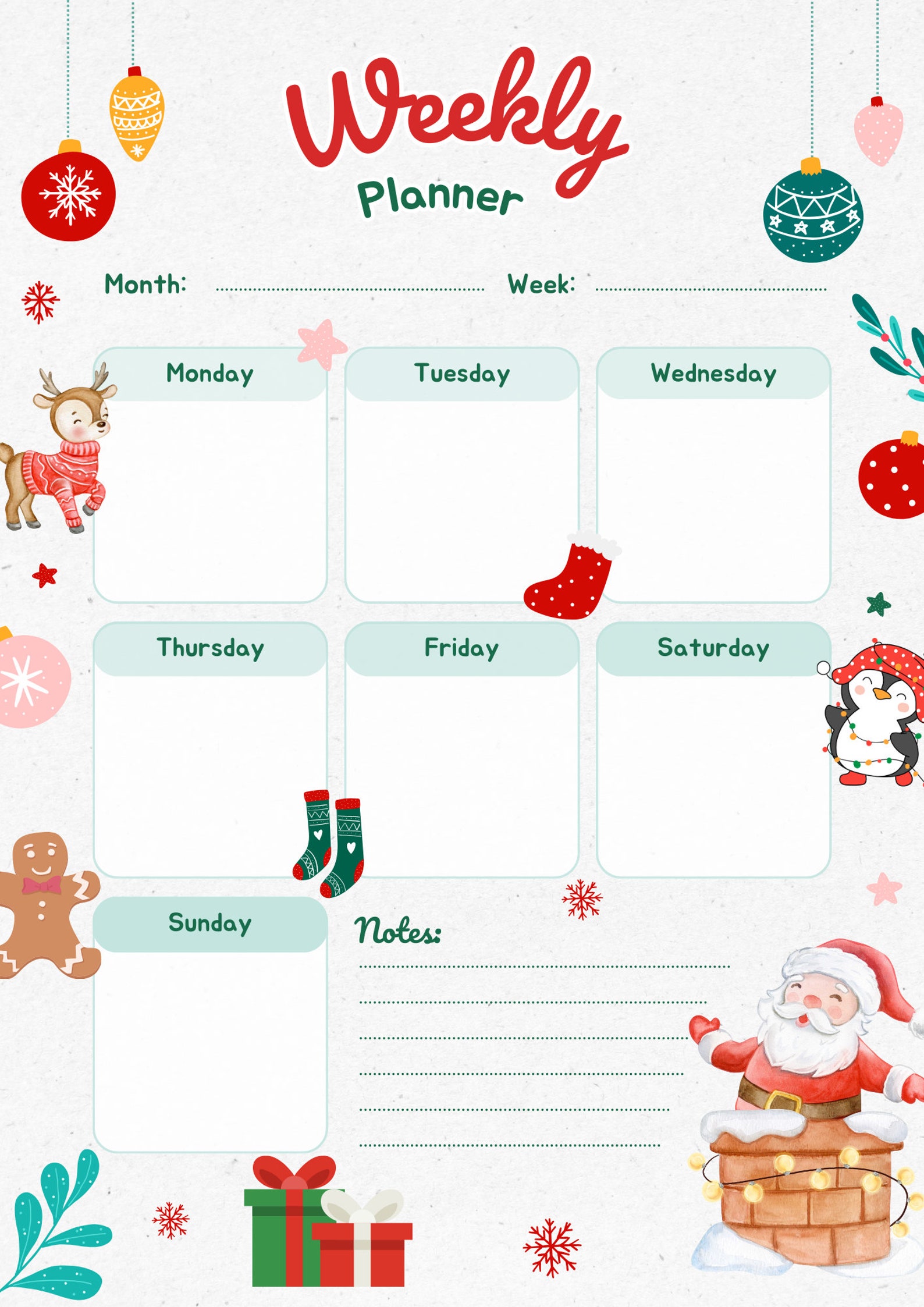 Christmas Weekly Planner - Etsy