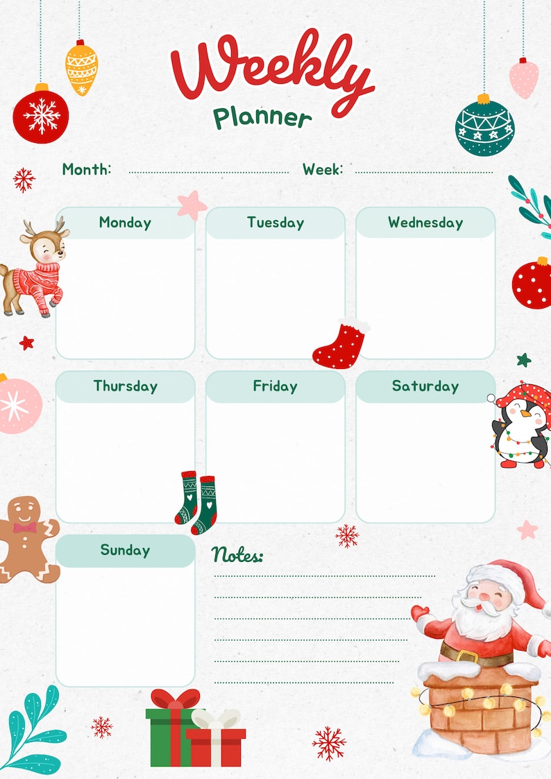 Christmas Weekly Planner - Etsy
