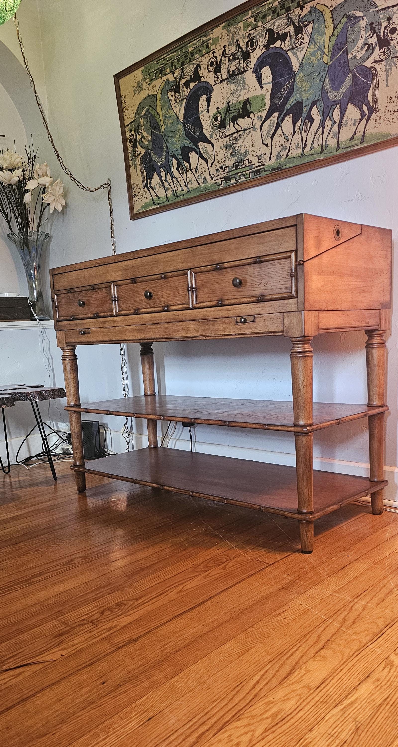Vintage Faux Bamboo Secretary Desk Cabinet Console - Etsy
