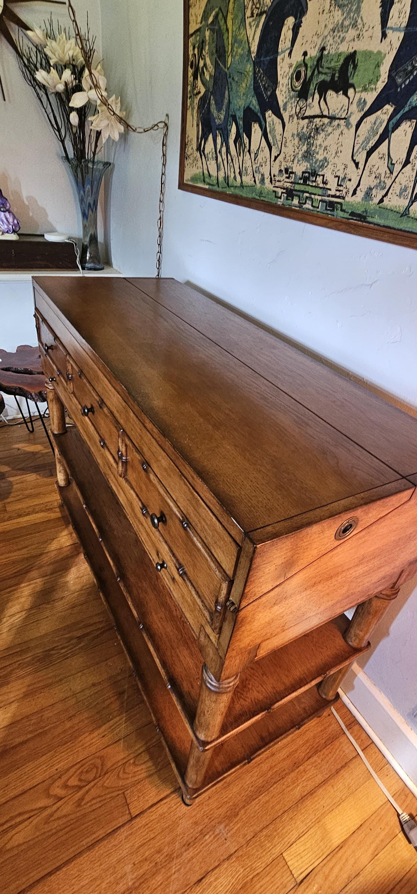 Vintage Faux Bamboo Secretary Desk Cabinet Console - Etsy