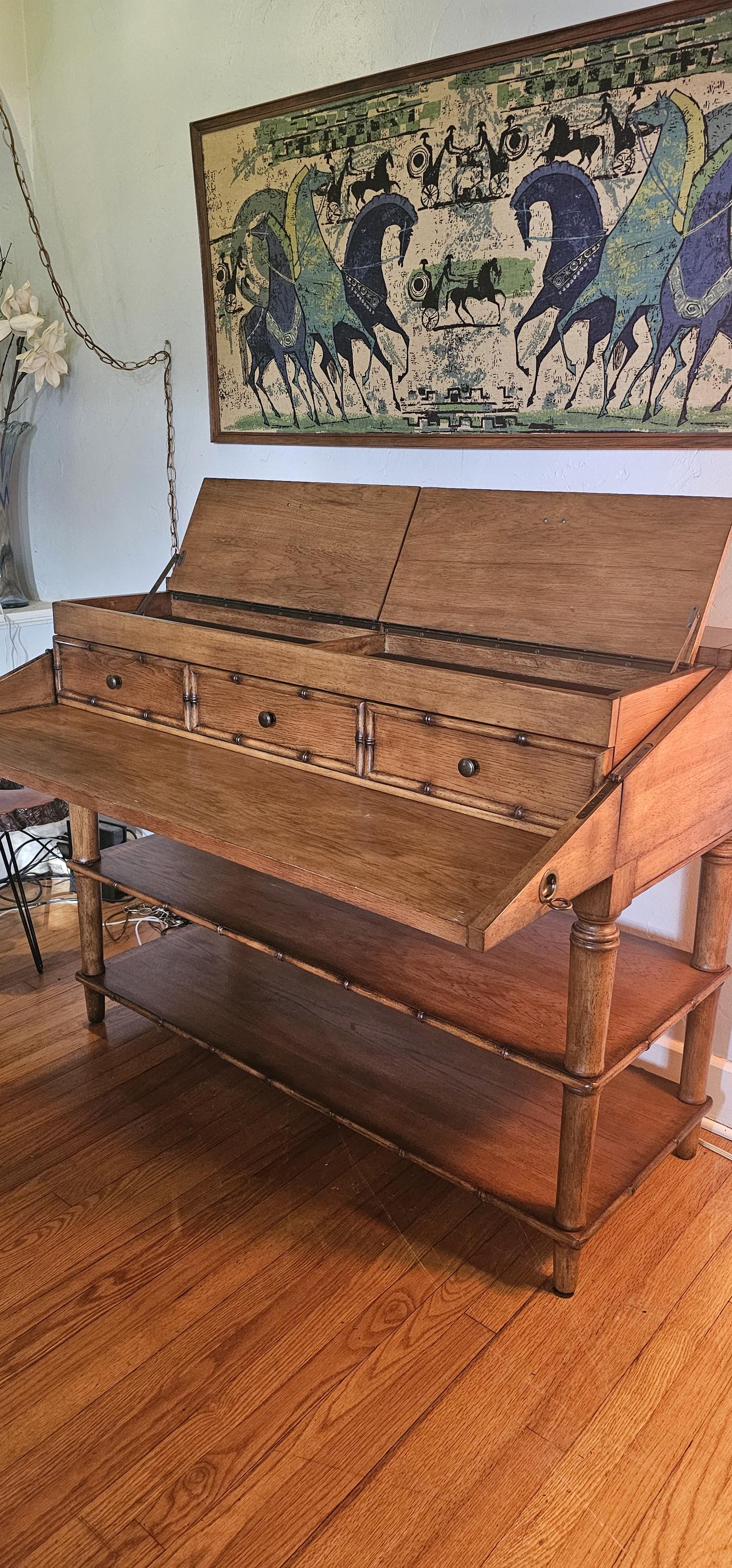 Vintage Faux Bamboo Secretary Desk Cabinet Console - Etsy