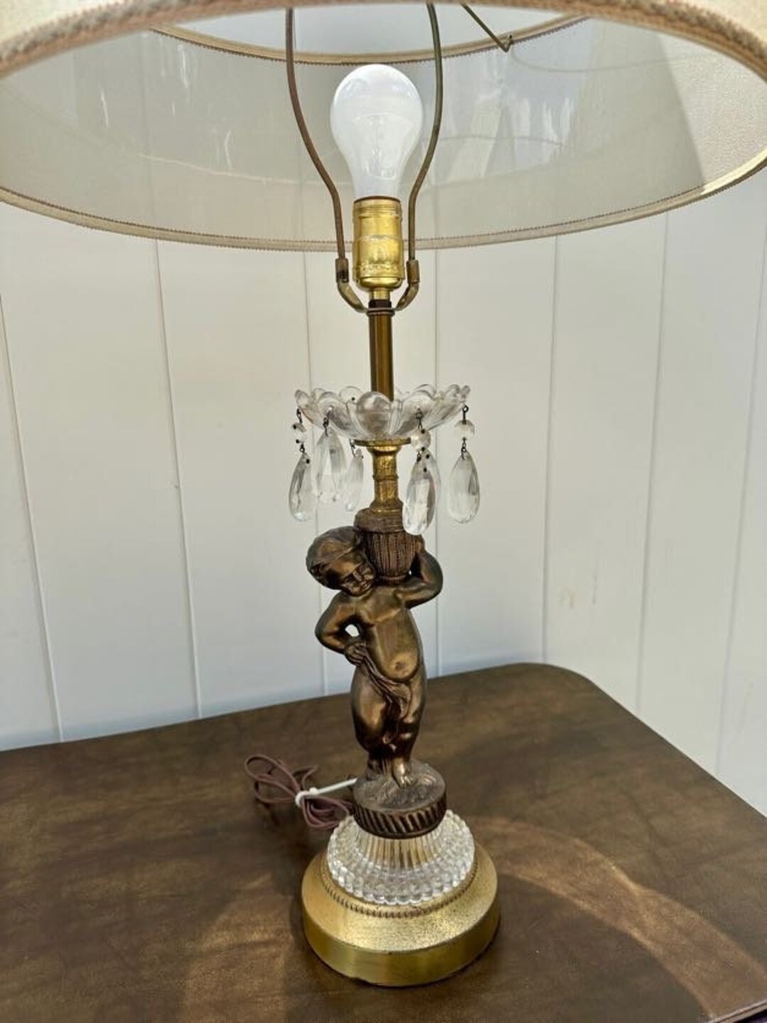 Vintage Brass Figure & Crystal Teardown Prism Lamp - Etsy