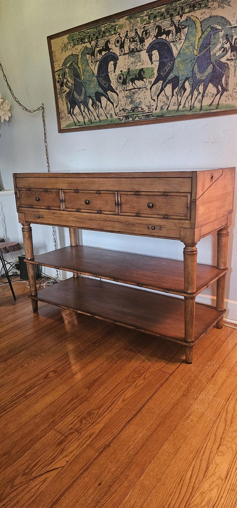 Vintage Faux Bamboo Secretary Desk Cabinet Console - Etsy