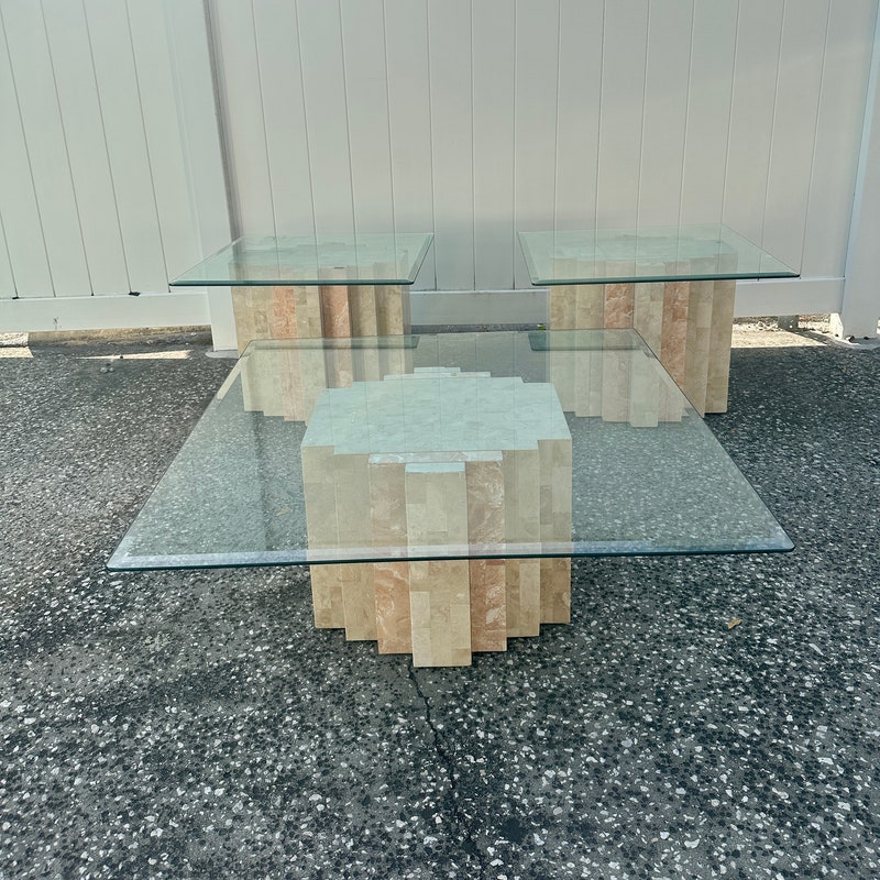 Stone and Glass Coffee Table - Etsy