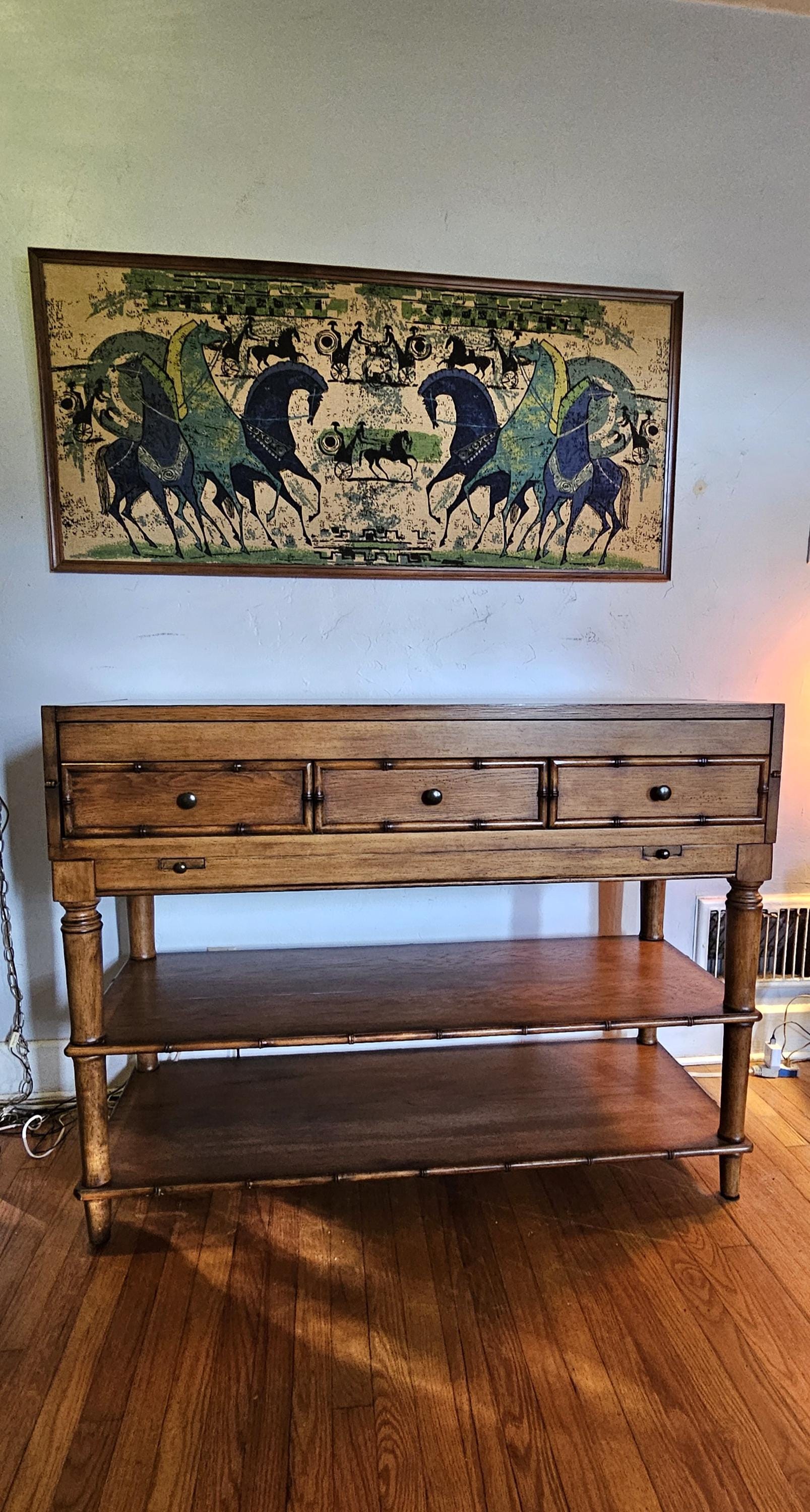 Vintage Faux Bamboo Secretary Desk Cabinet Console - Etsy