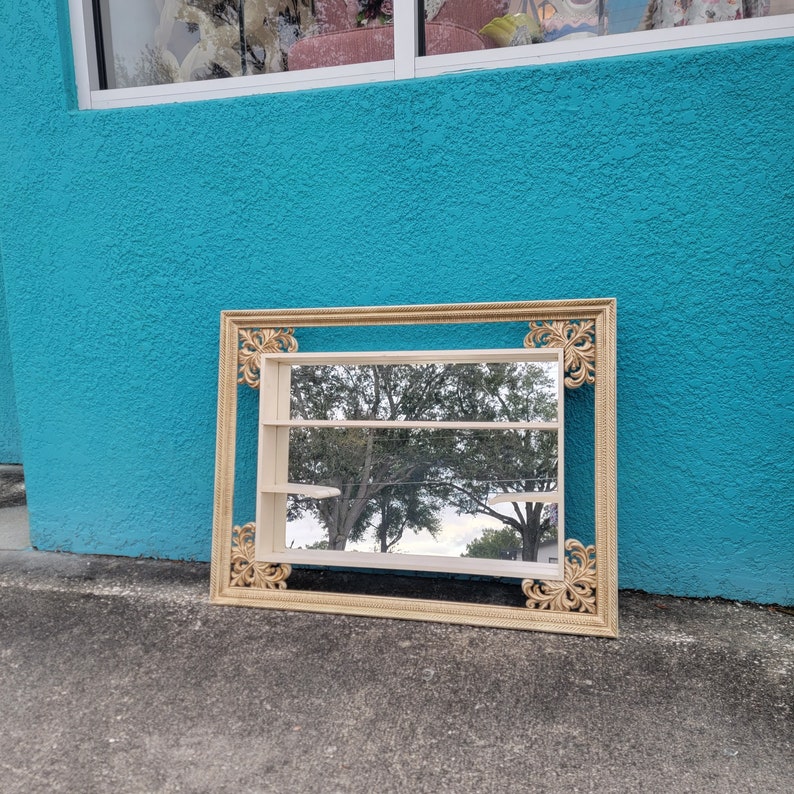 Vintage Turner Ornate Shadow Box Shelf & Mirror Wall Decor Mid Century ...