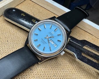 Omega Constellation Blue Dial Gents Automatic Vintage Watch - Etsy
