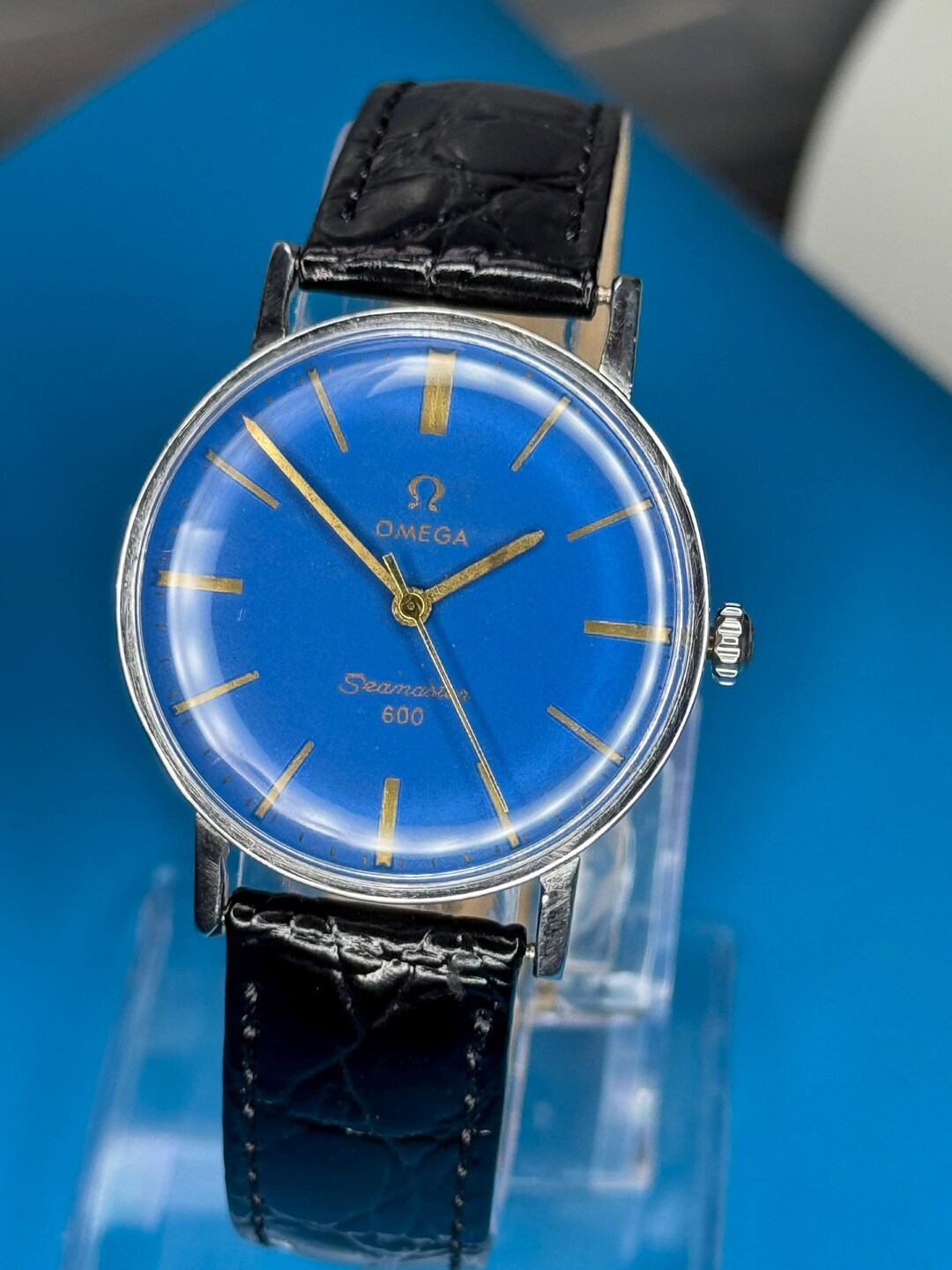 Omega Blue Dial Gents Manual Wind Watch - Etsy