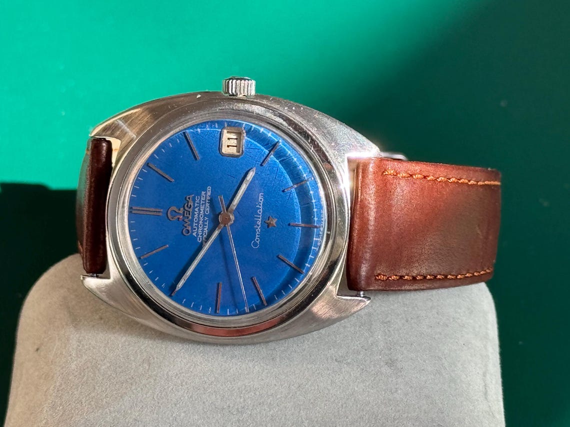Omega Constellation Blue Dial Gents Automatic Vintage Watch - Etsy