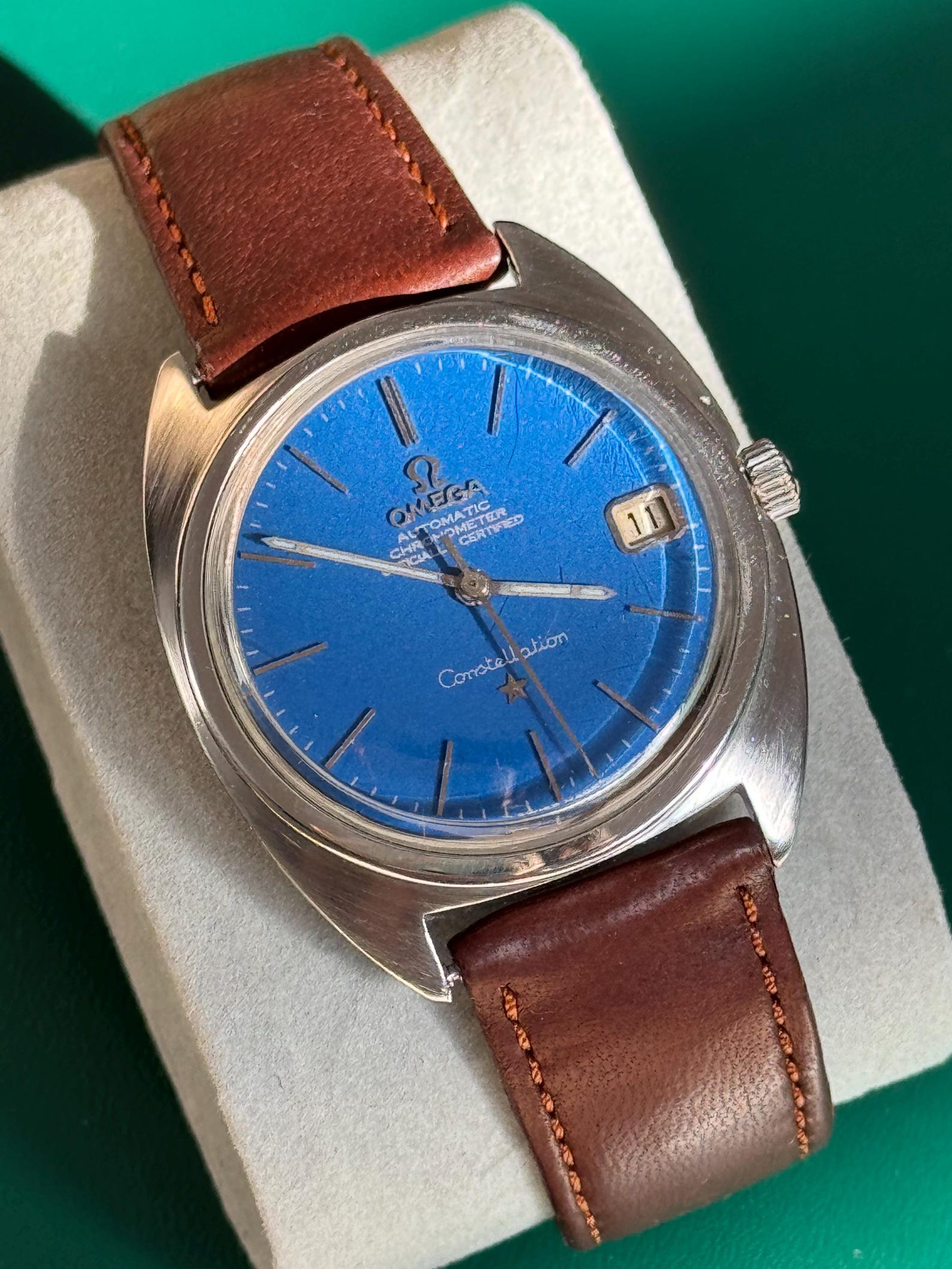 Omega Constellation Blue Dial Gents Automatic Vintage Watch - Etsy