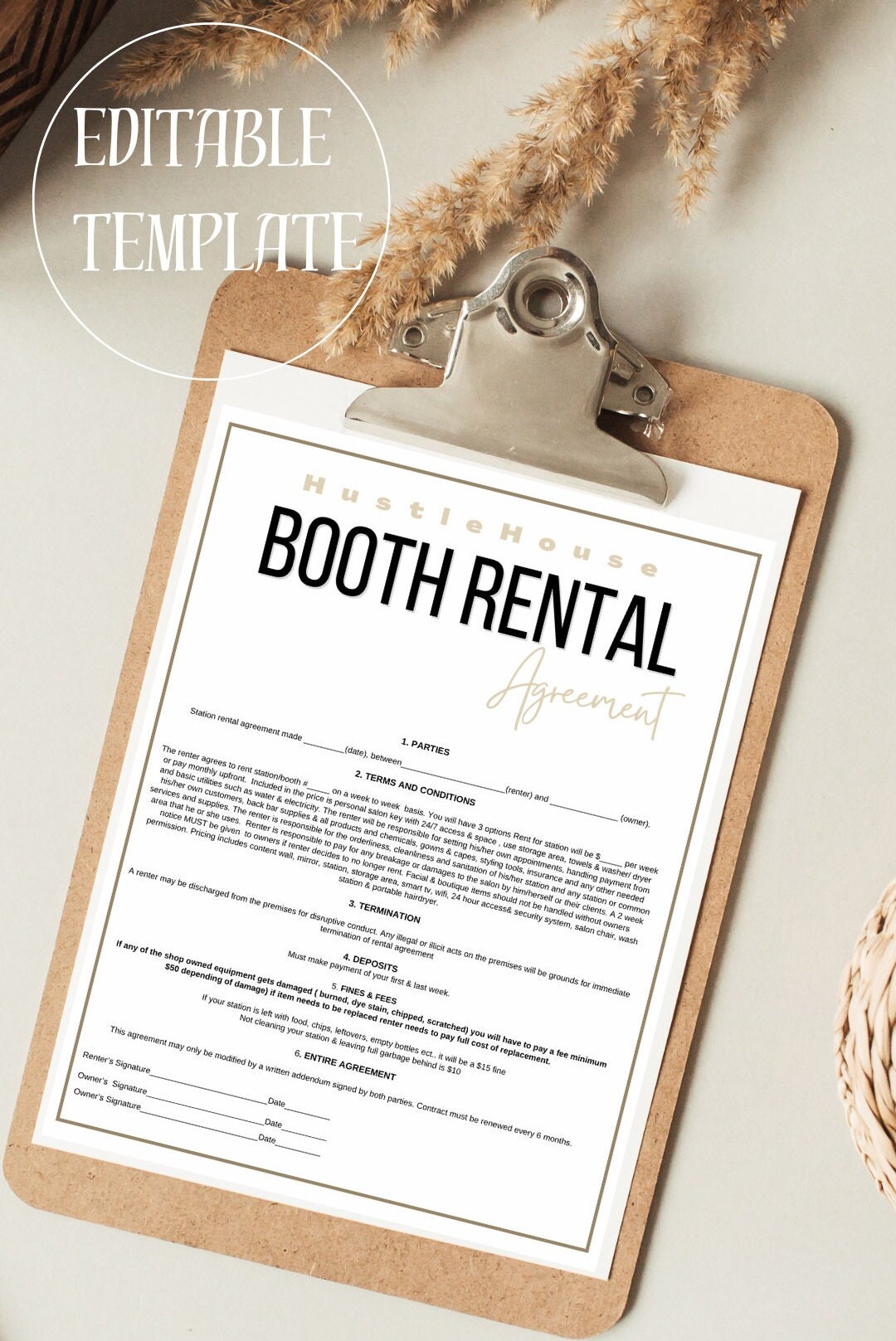 Salon Booth Rental Contract - Etsy