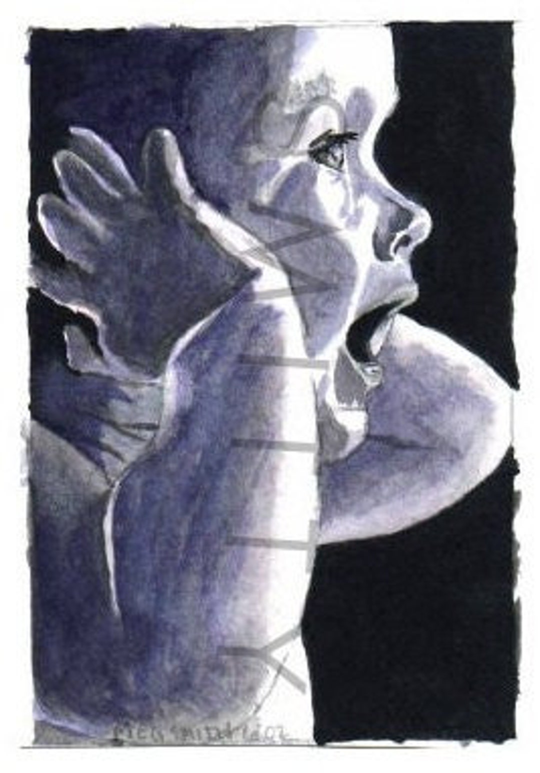 Blue, Art Print, Original Watercolor, Color Study, Human Face ...