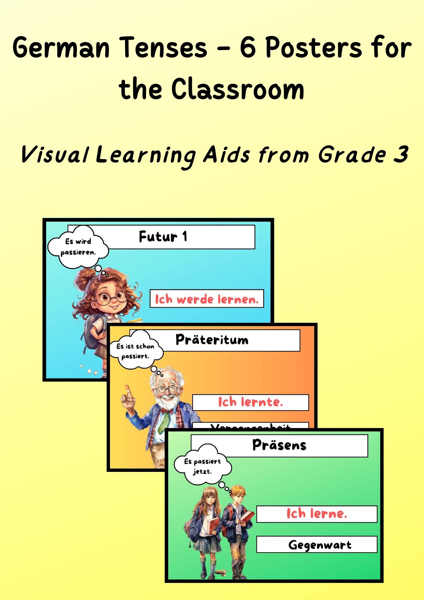 German Verb Tenses: 6 Posters for the Classroom in English & German - Etsy