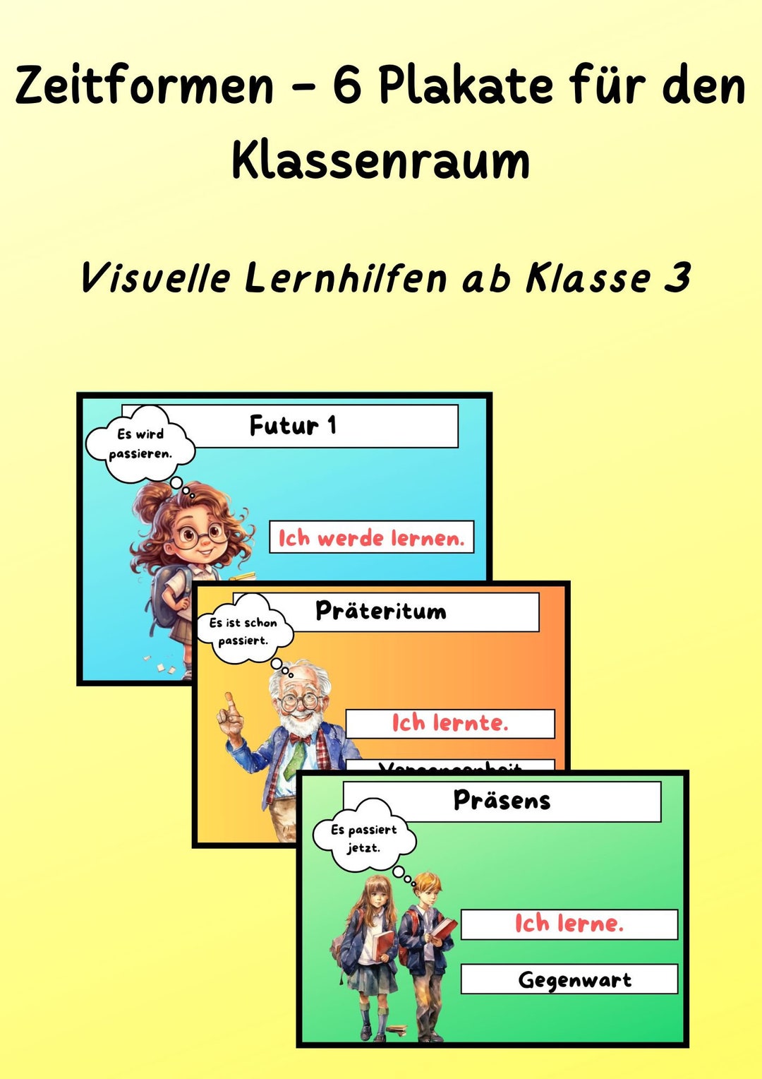 German Verb Tenses: 6 Posters for the Classroom in English & German - Etsy
