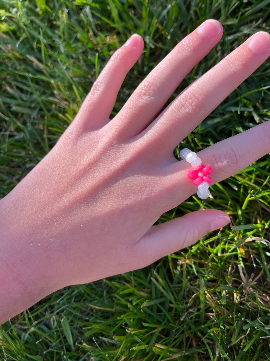 Beaded Hibiscus Ring - Etsy