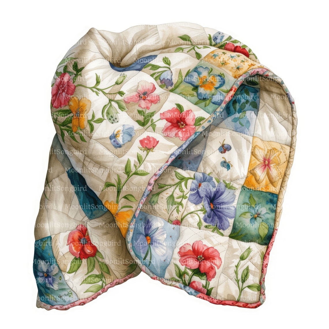 14 Quilted Blanket Scenes, Patchwork Clipart, Digital Download ...
