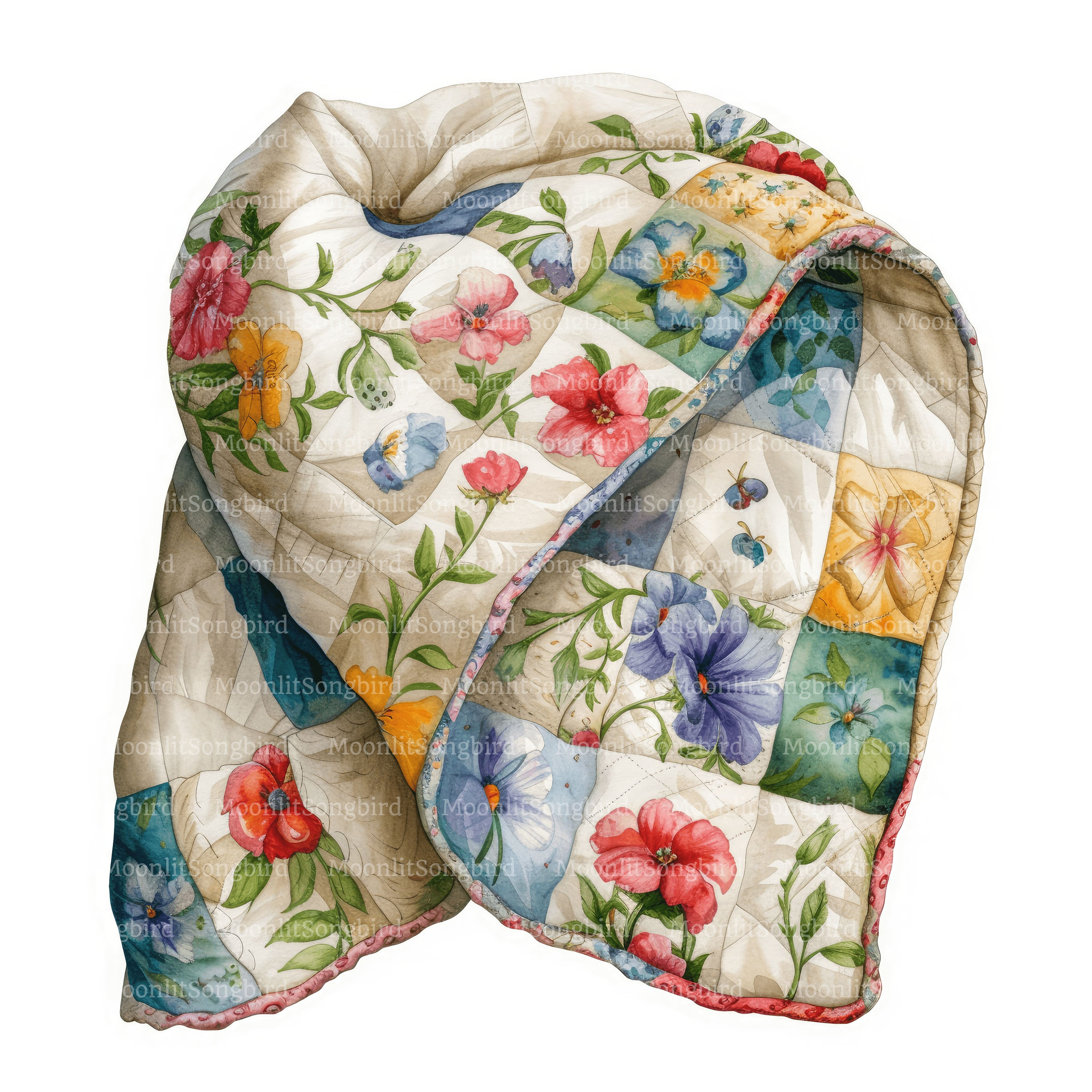 14 Quilted Blanket Scenes, Patchwork Clipart, Digital Download ...